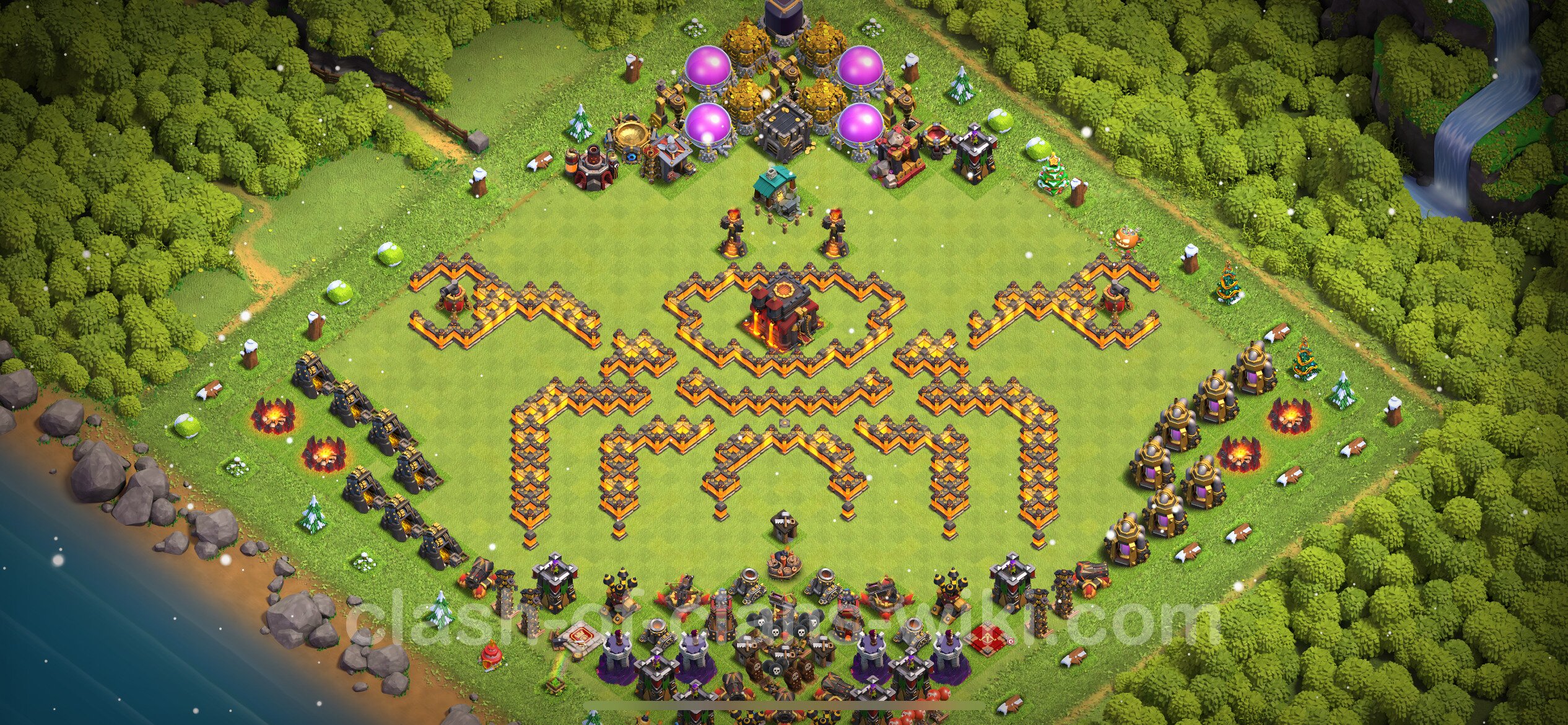 Funny Troll Base TH10 with Link - Town Hall Level 10 Art Base Copy, #1189