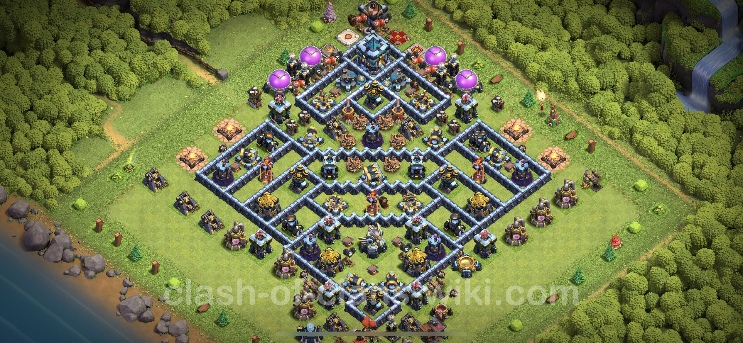 Trophy (Defense) Base TH13 with Link, Anti Everything - Clash of Clans ...