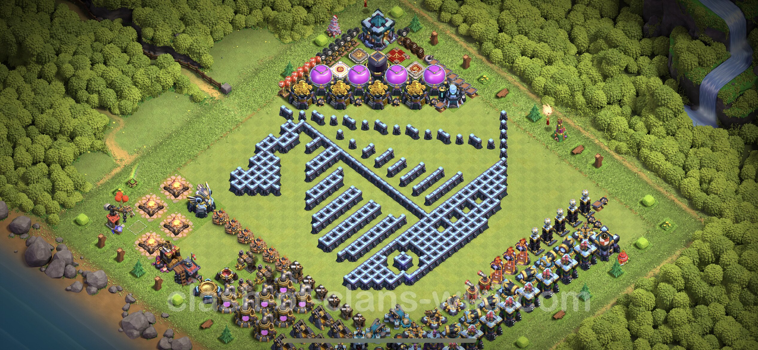 Funny Troll Base TH13 with Link - Town Hall Level 13 Art Base Copy, #15