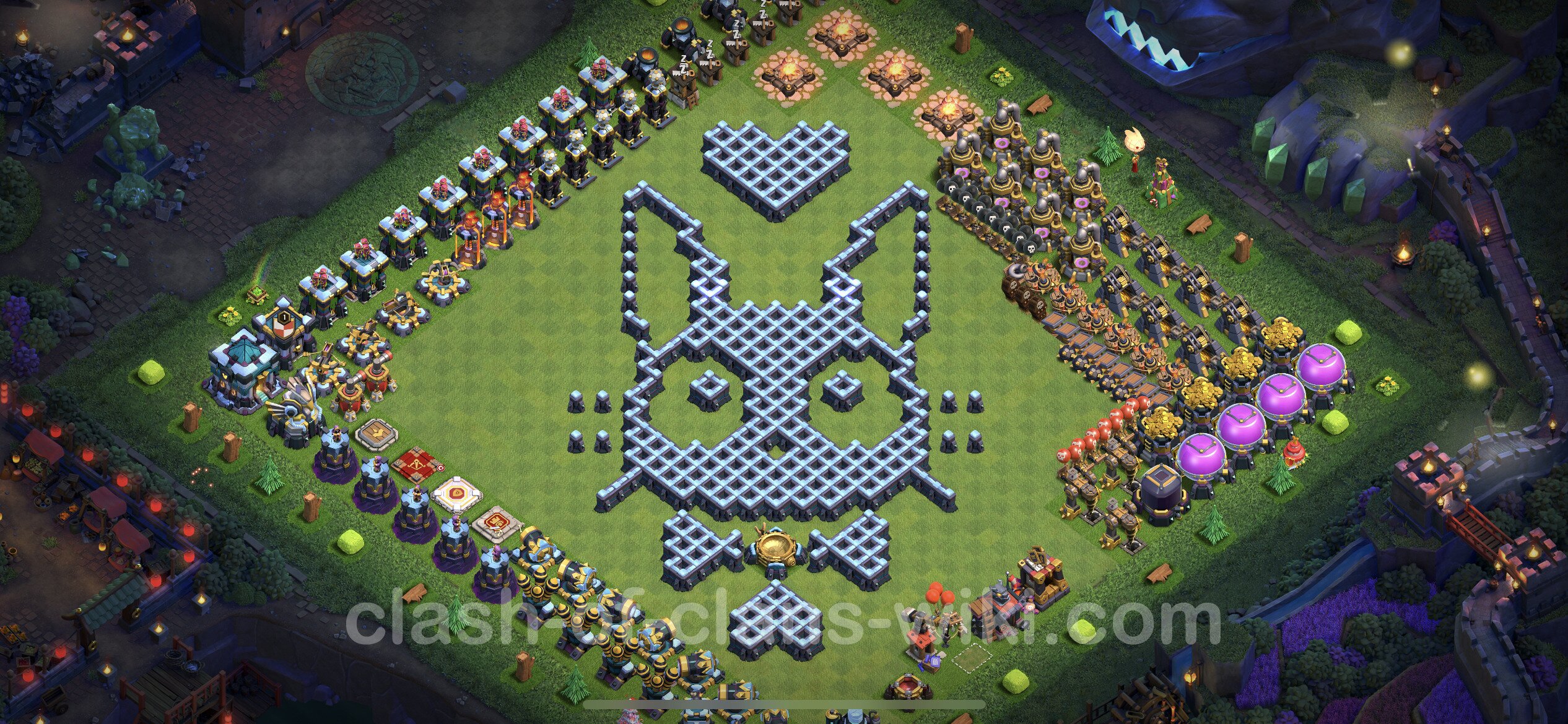 Funny Troll Base TH13 with Link - Town Hall Level 13 Art Base Copy, #37