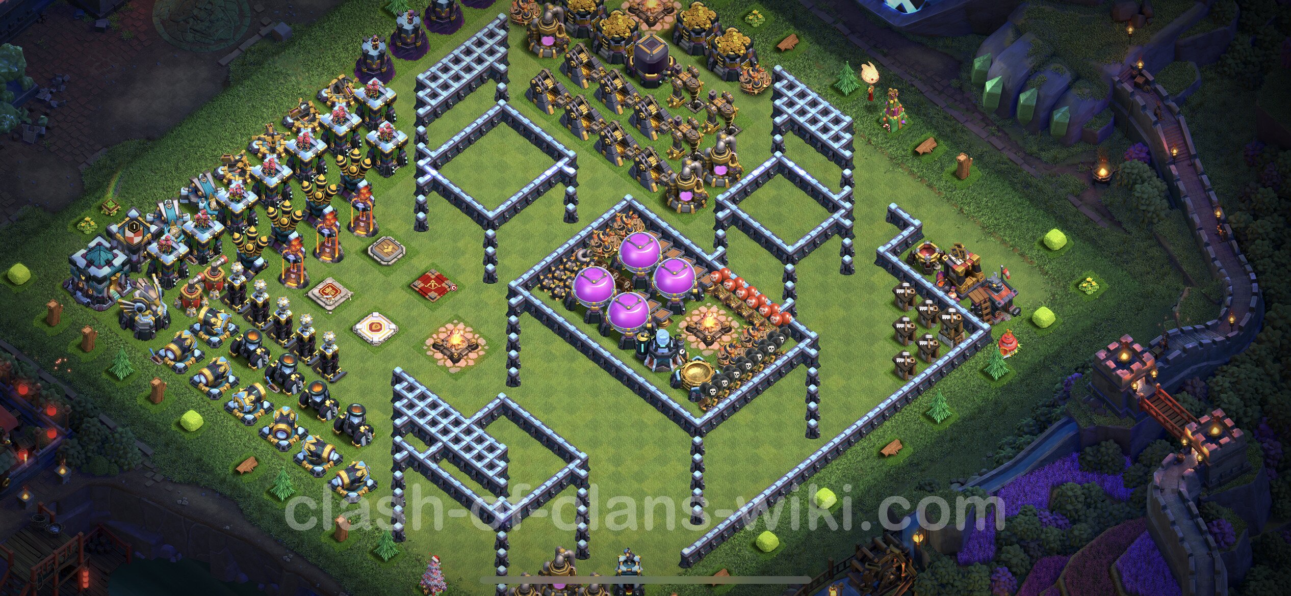 Funny Troll Base TH13 with Link - Town Hall Level 13 Art Base Copy, #48