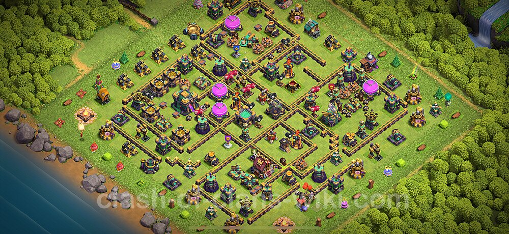 Farming Base TH14 with Link, Anti Air / Electro Dragon, Hybrid - Clash ...