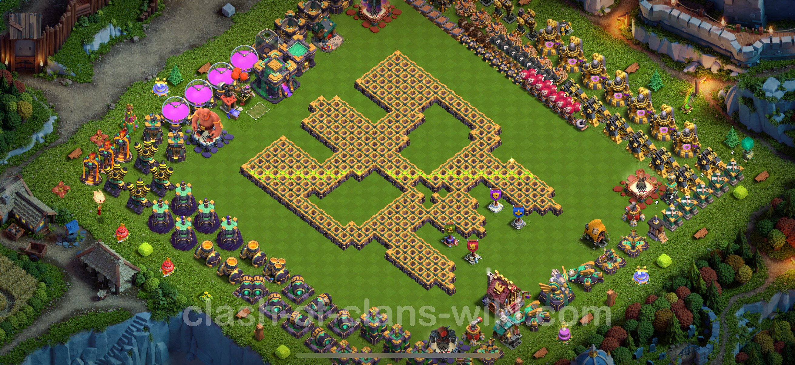 Funny Troll Base TH14 with Link - Town Hall Level 14 Art Base Copy, #35