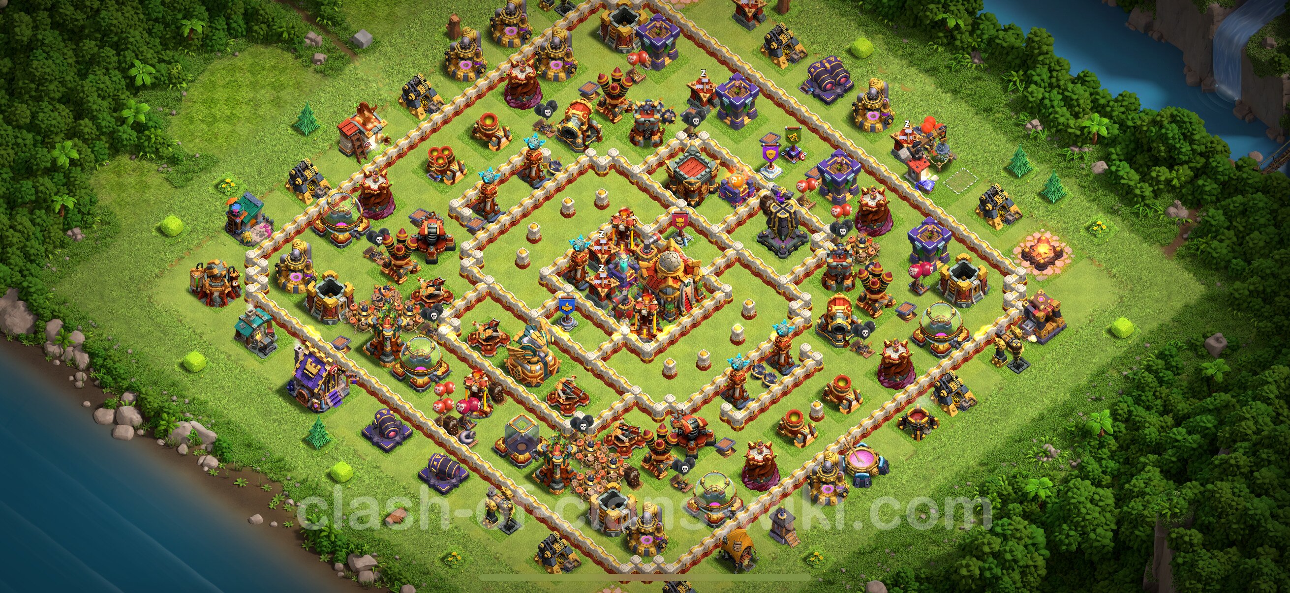 Trophy (Defense) Base TH16 with Link, Hybrid - Clash of Clans 2025 - Town Hall Level 16 Base ...