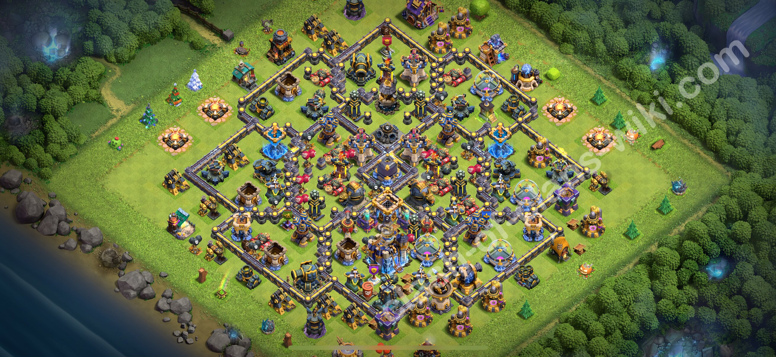 Gute Farm Base Rathaus Level 18 + Link, Anti 3 Sterne, Anti Air ...