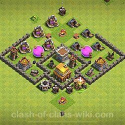 Best TH4 Trophy/Defense Base Layouts with Links 2022 - Copy Town Hall ...