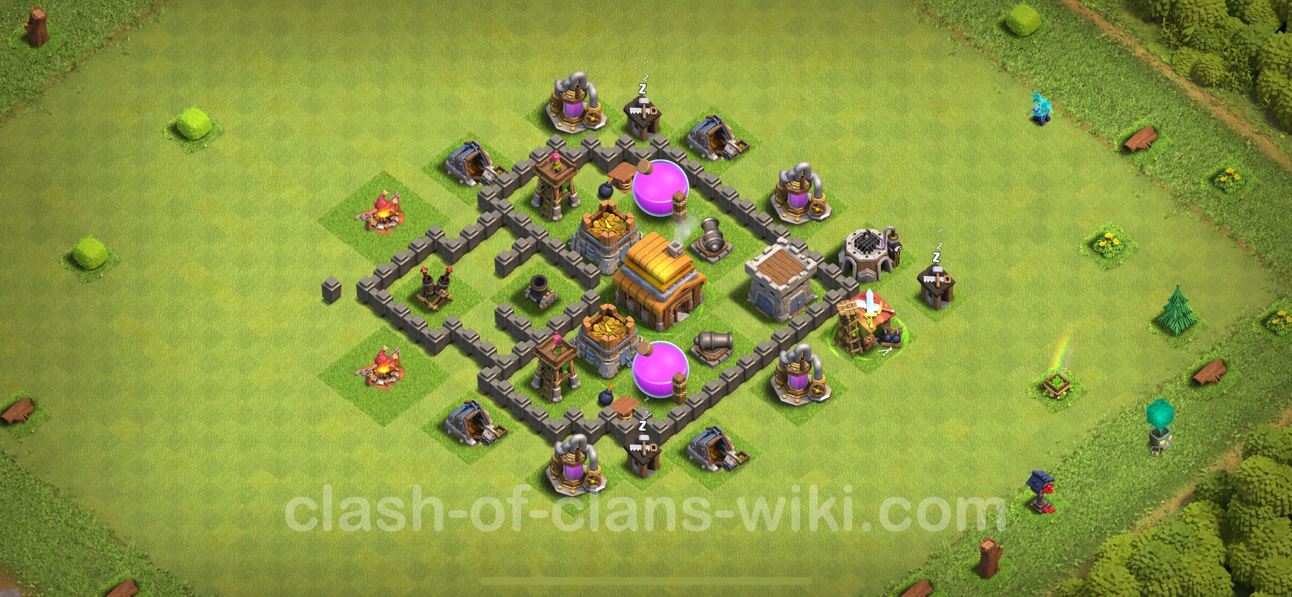 Farming Base TH4 Max Levels with Link - Town Hall Level 4 Base Copy ...