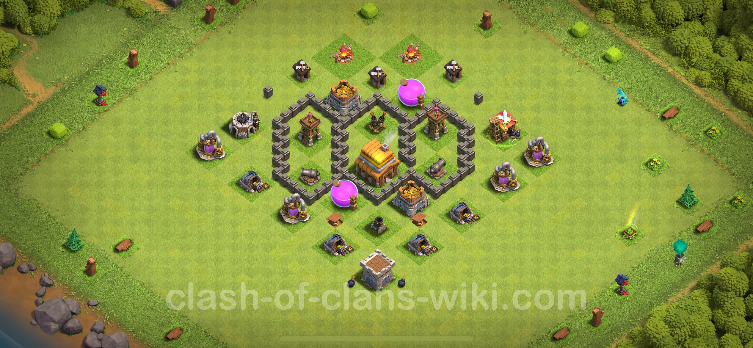 Farming Base TH4 with Link - Clash of Clans 2022 - Town Hall Level 4 ...