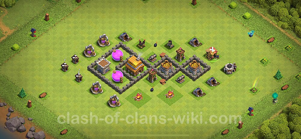 Farming Base TH4 with Link - Clash of Clans 2023 - Town Hall Level 4 ...