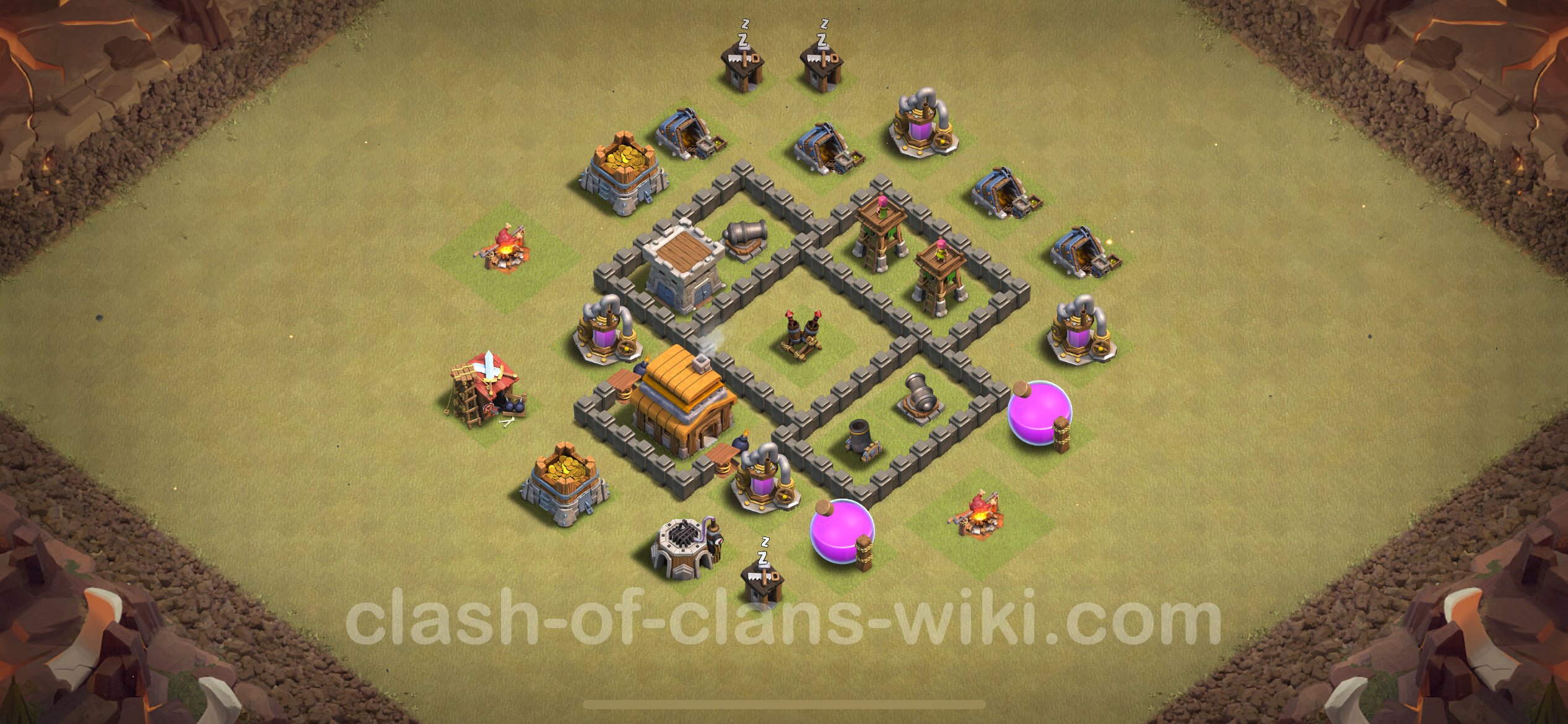 Best War Base TH4 with Link, Anti Air 2023 - Town Hall Level 4 CWL Base ...