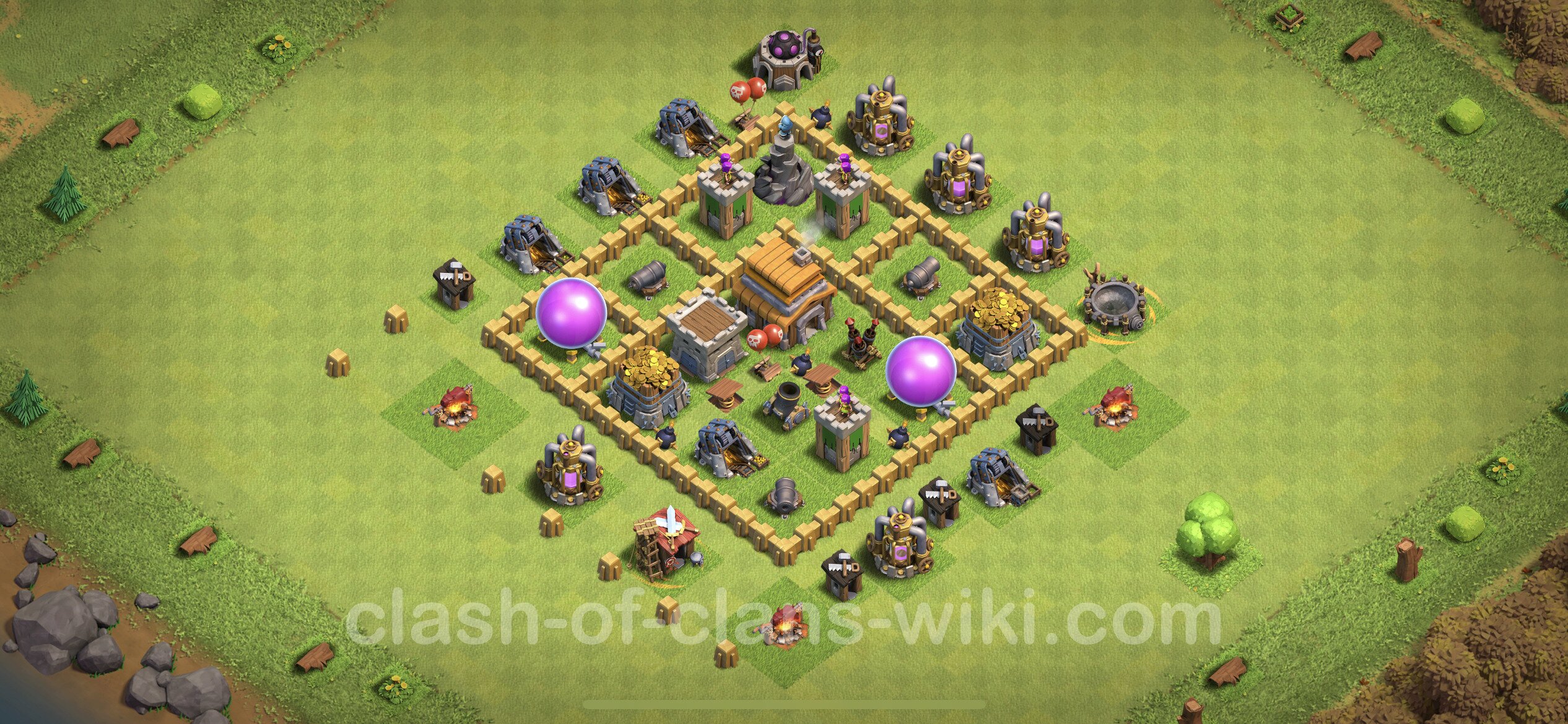 Best Anti 2 Stars Base TH5 with Link, Hybrid - Town Hall Level 5 Base ...