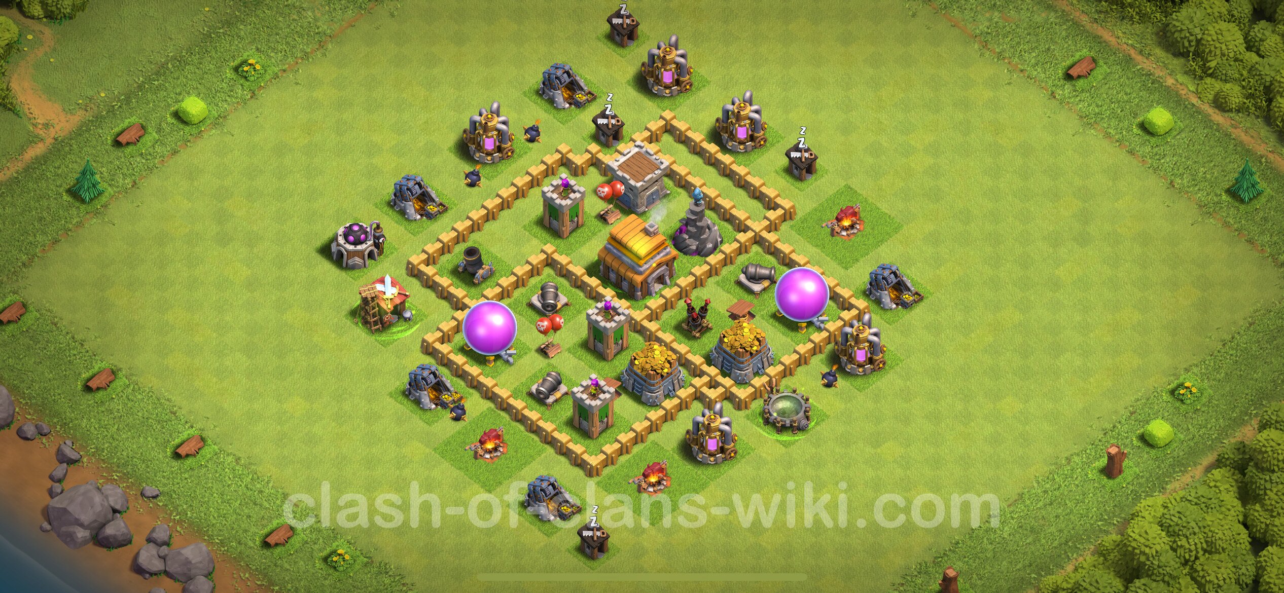 Farming Base TH5 with Link, Anti 3 Stars, Hybrid - Clash of Clans 2023 ...