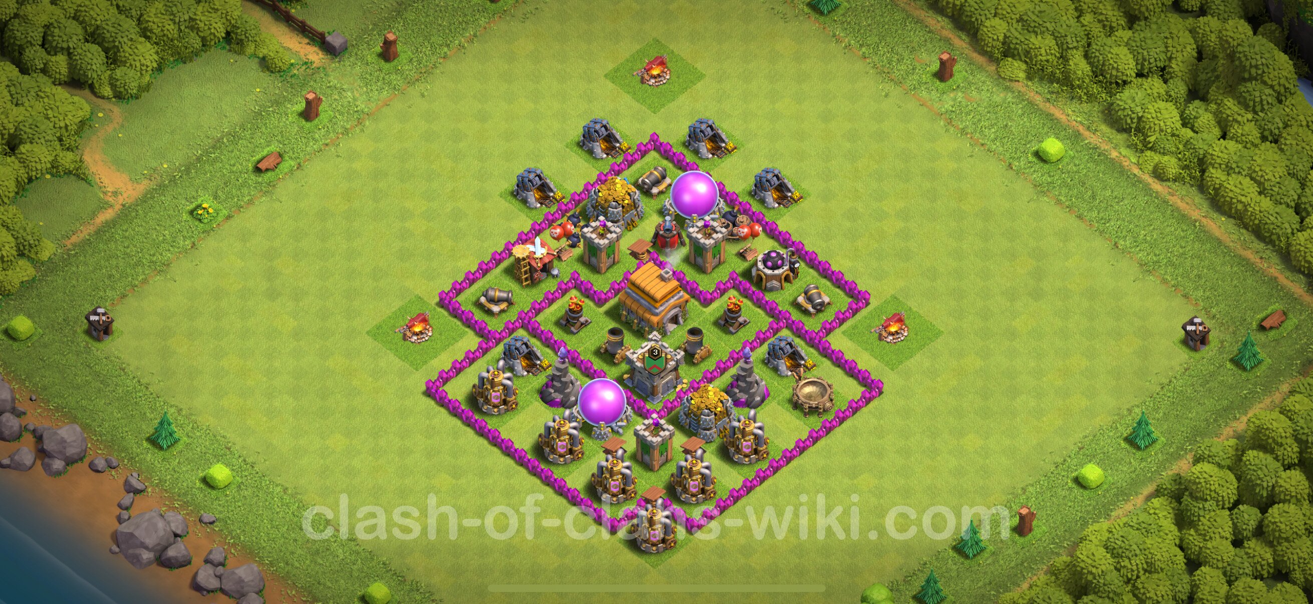 Diseño para Anti 3 Estrellas Ayuntamiento nivel 6 Copiar, Híbrido - COC ...