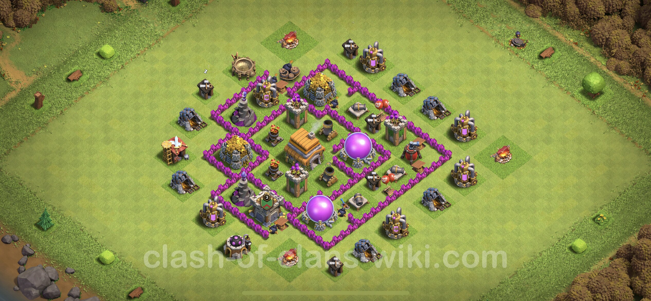 Farming Base TH6 with Link, Anti 3 Stars, Hybrid - Clash of Clans 2021 ...