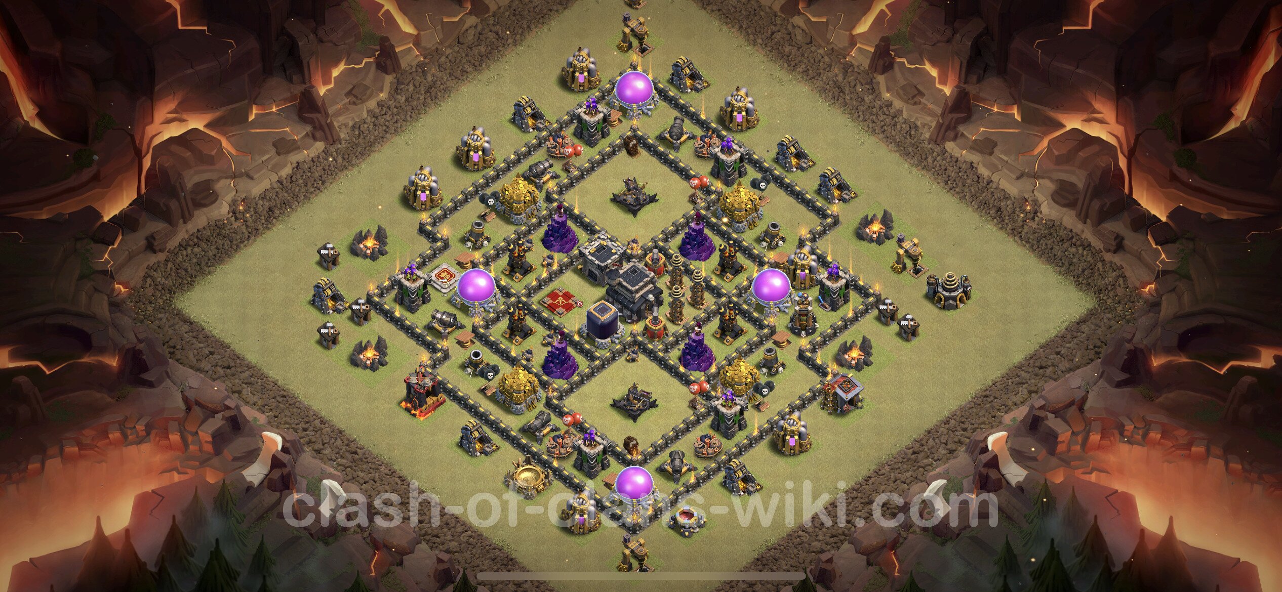 Best Anti 3 Stars War Base TH9 with Link, Hybrid - Town Hall Level 9 CWL Base Copy, #138